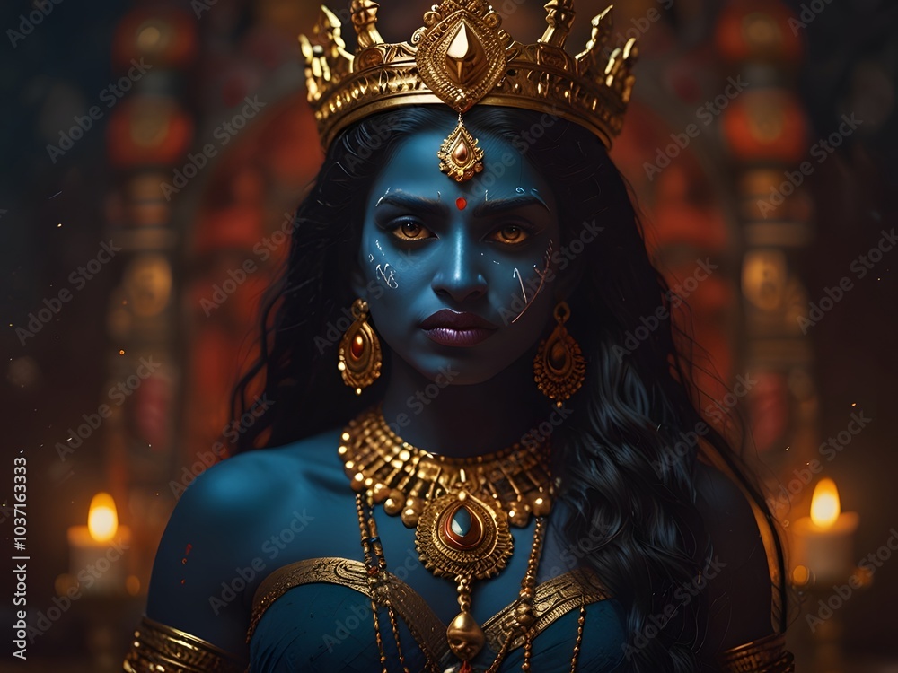 Divine Power of Goddess Kali in Traditional Attire: Fierce and ...