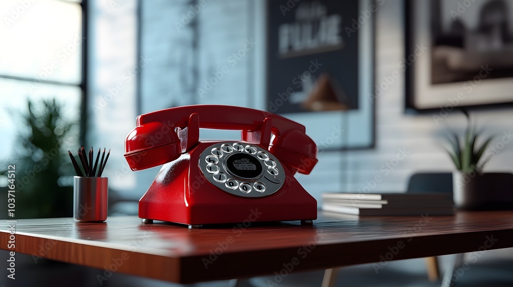 A detailed rendering of a rotary phone with hyper-realistic lighting ...