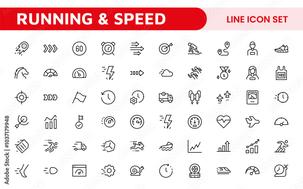 Running & Speed Icon Set. Dynamic icons capturing the essence of motion ...