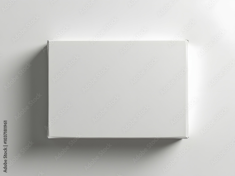 Blank white box mockup isolated on white background. Top view ...
