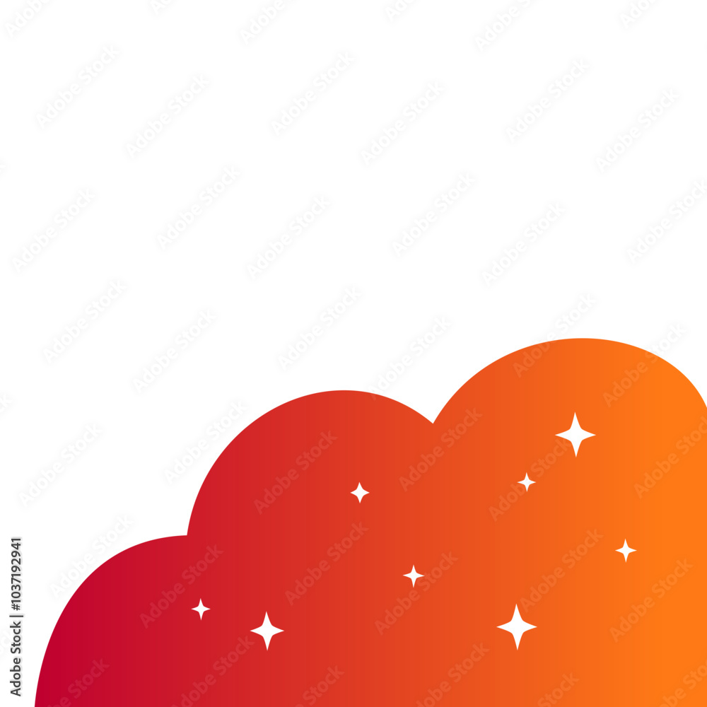 Gradient red cloud corner border frame. Flat decorative vector design ...