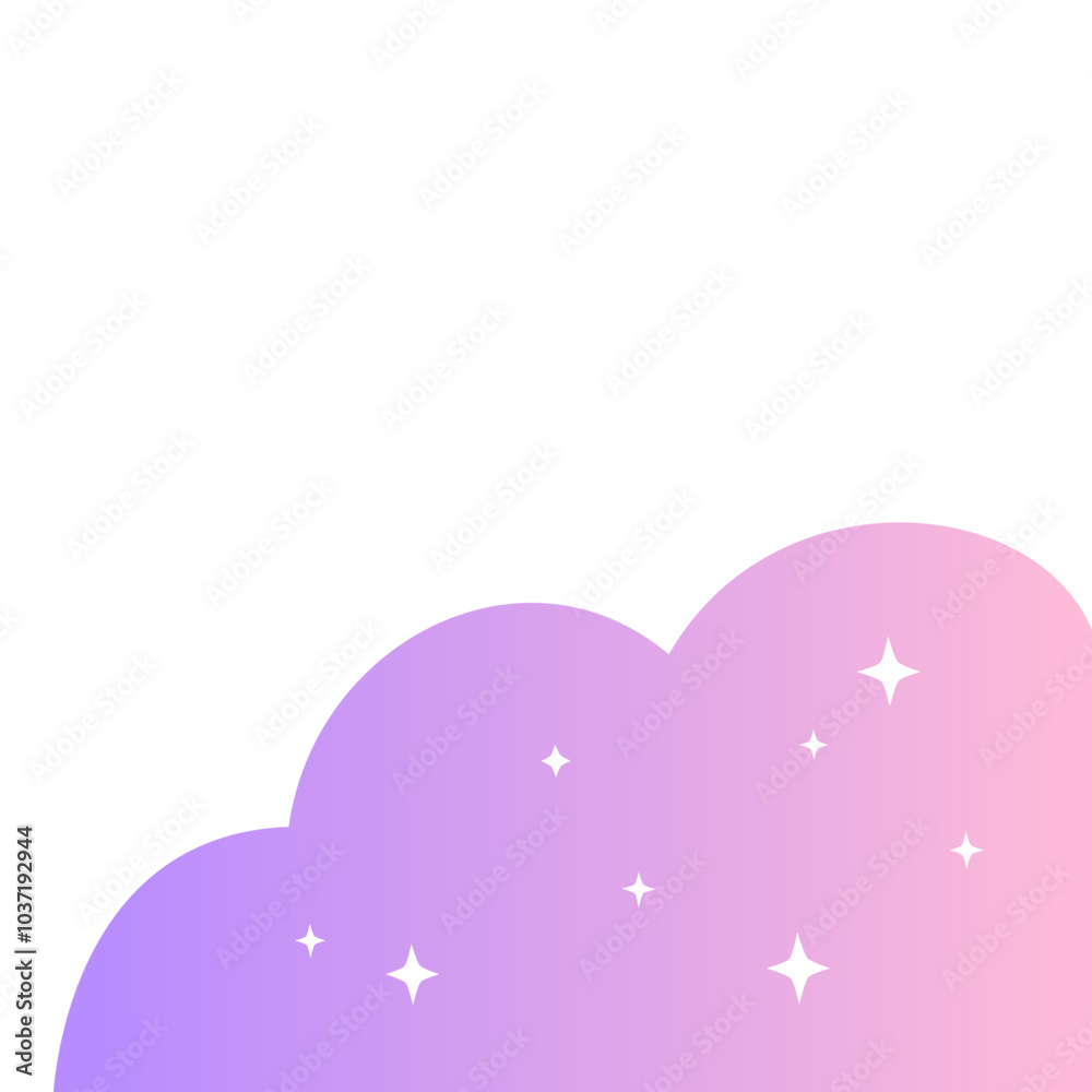 Vector de Stock Gradient pink purple cloud corner border frame. Flat ...