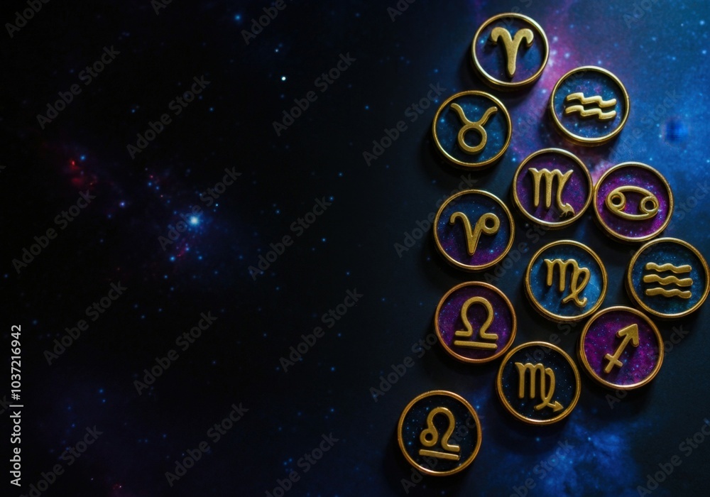 Zodiac signs with a cosmic background representing astrology and the ...