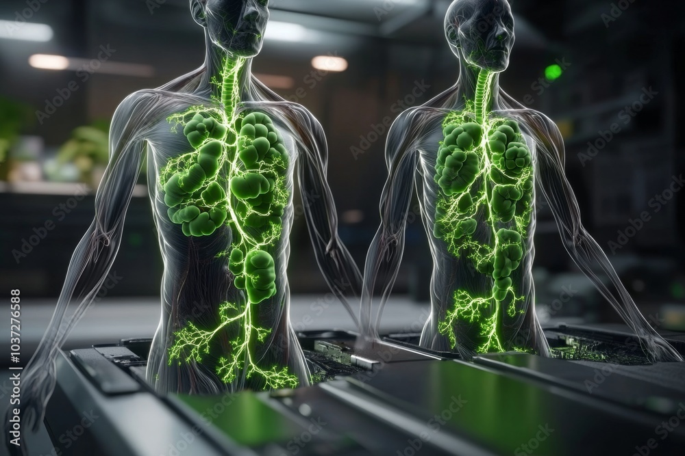 Lymphatic system, depicted in a highly detailed 3D-rendered ...
