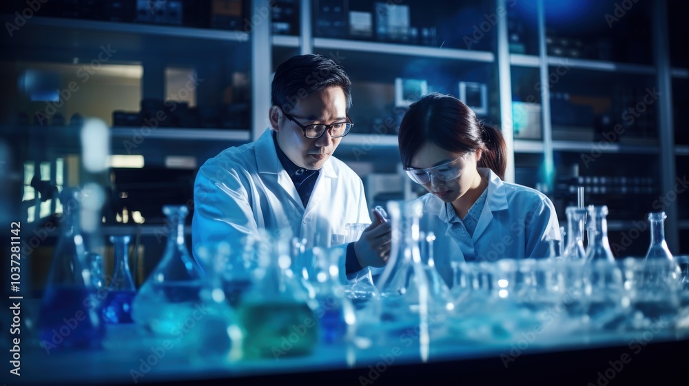 professional health care researchers working in life of medical science ...