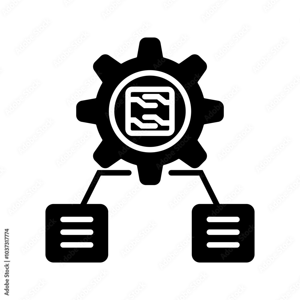 NLP thin line icon with Speech Bubbles and Circuits with Gear. Vector ...