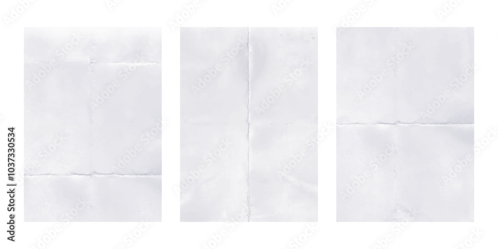 Folded worn grey white paper set. Trendy background crumpled paper ...