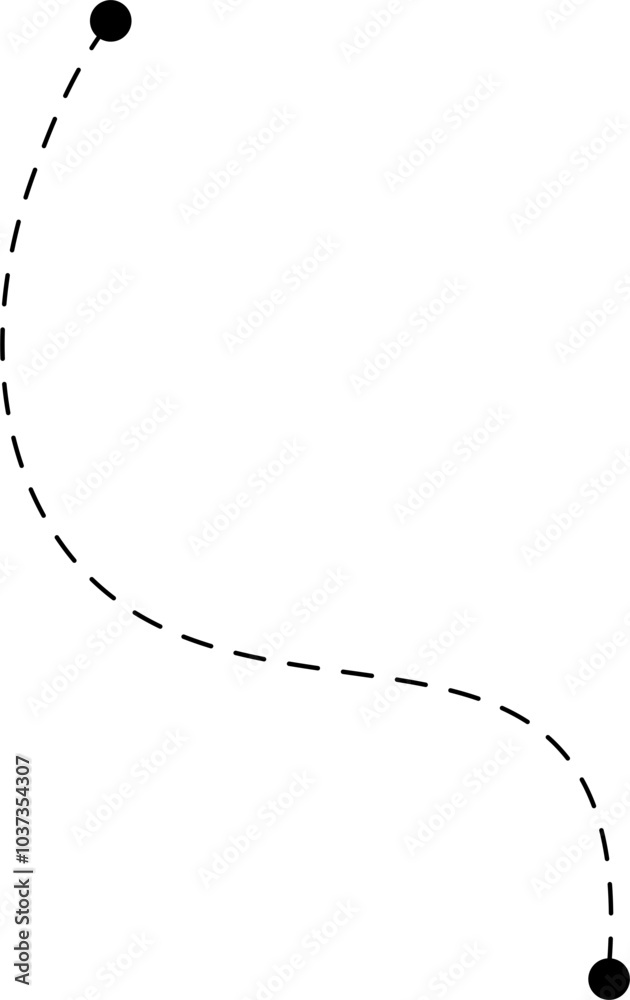 Route map dashed line silhouette Stock Vector | Adobe Stock