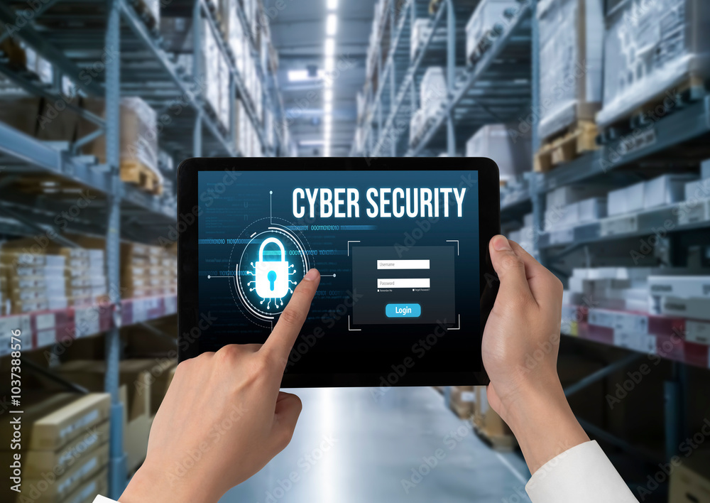 Fotografie Cyber security system on computer screen protect private ...