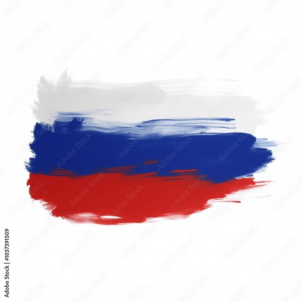 Russia flag color brush stroke isolated on white background. Tricolor ...