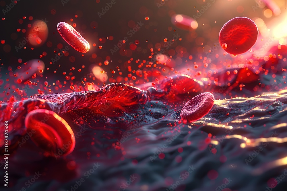 Blood cell red 3d background vein flow platelet wave cancer medicine ...
