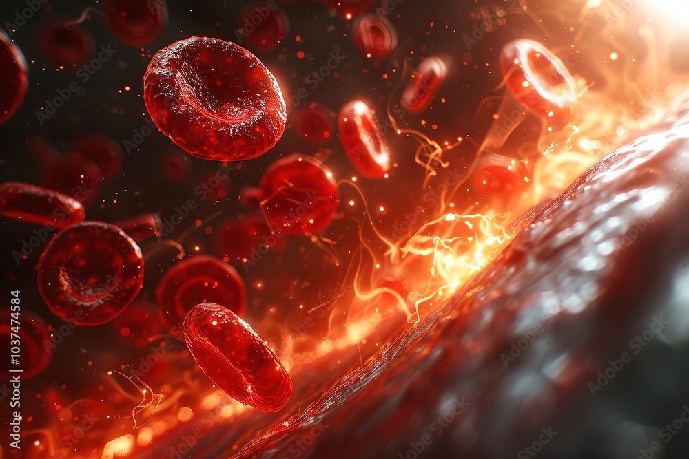 Blood cell red 3d background vein flow platelet wave cancer medicine ...