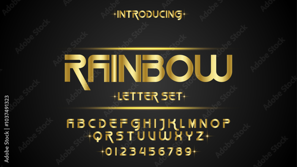 RAINBOW, Sports minimal tech font letter set. Luxury vector typeface ...