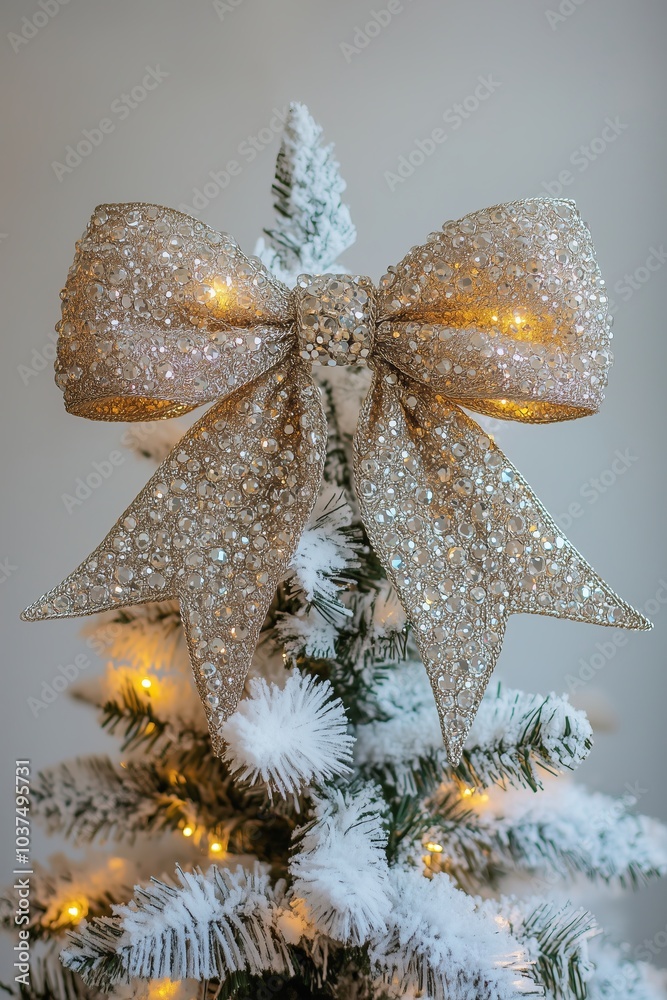 Christmas tree topper shaped like a bow adorned with sparkling crystal ...