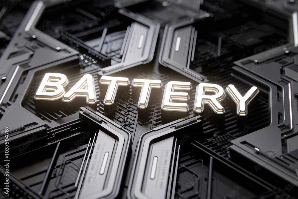 Battery Power: A futuristic, abstract image of the word "Battery ...