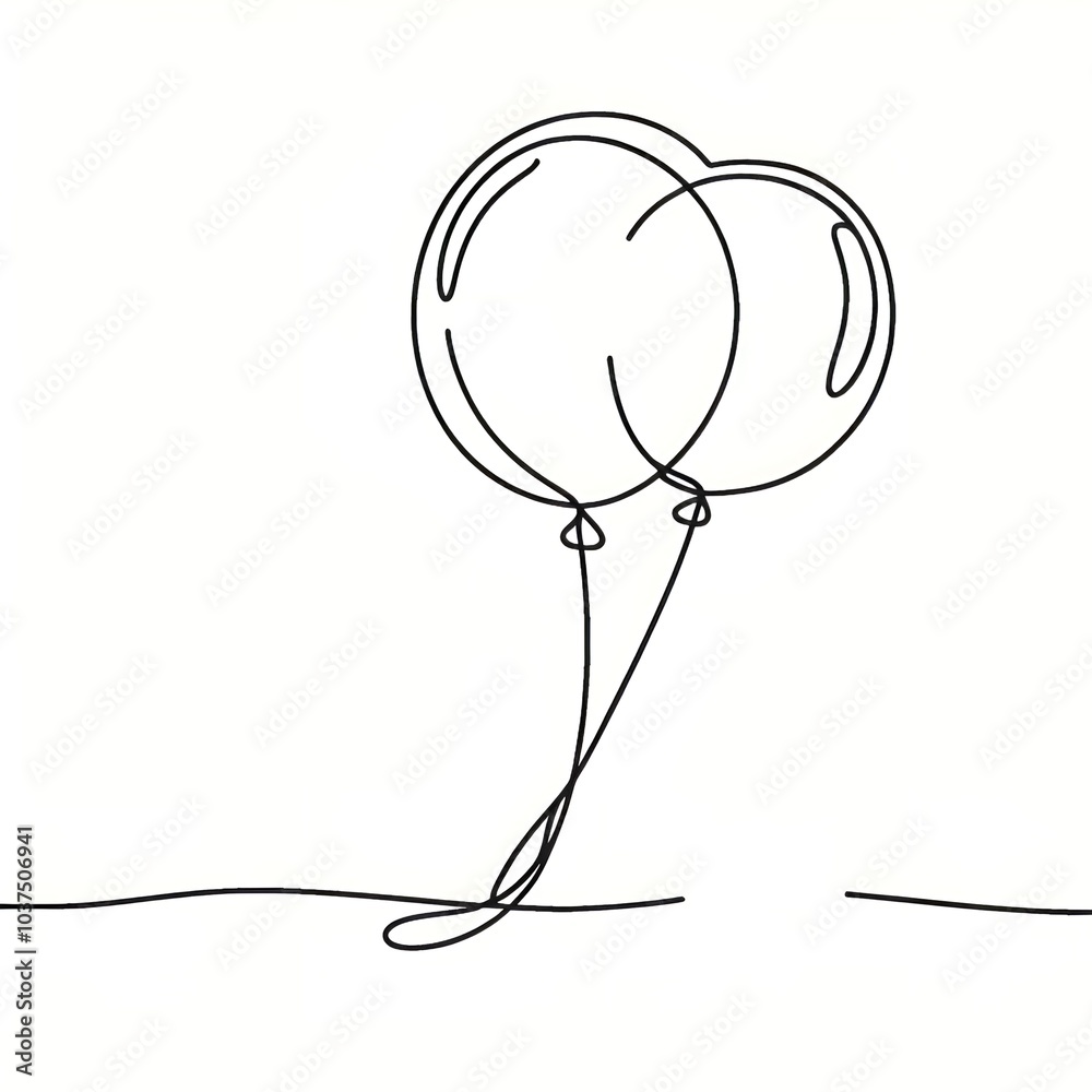 Minimalist drawing with floating balloons Stock Illustration | Adobe Stock