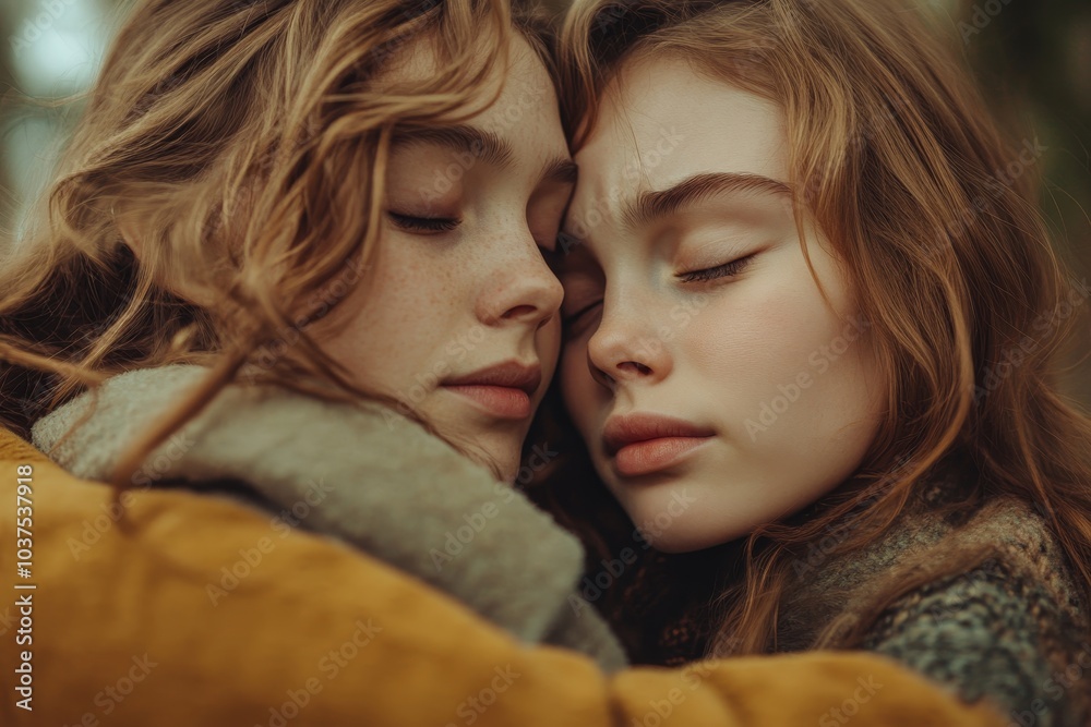 Mother hugging and comforting crying teen daughter, showing love support to sad child, embracing ...