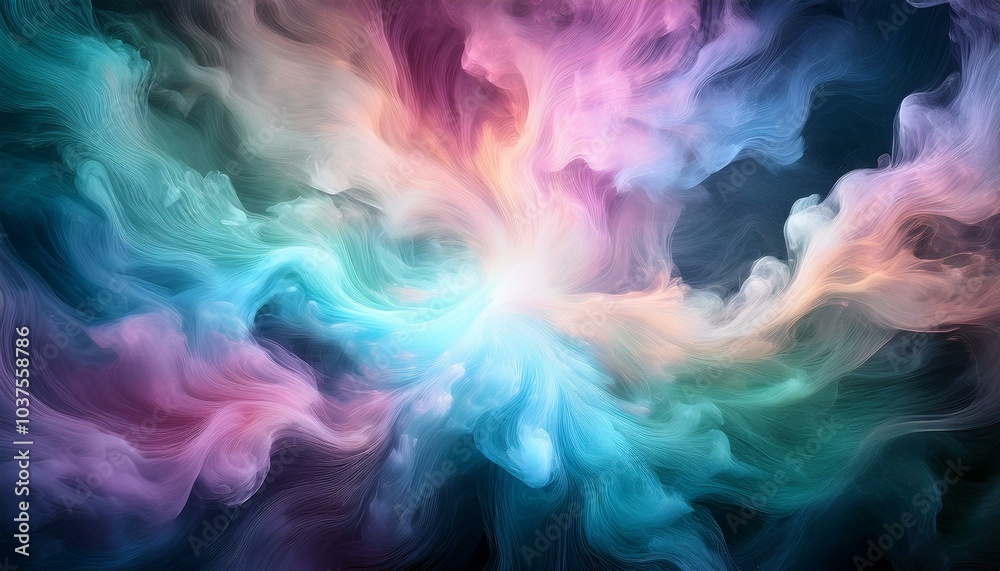 Ethereal Color Burst A glowing center with ethereal waves of pastel ...