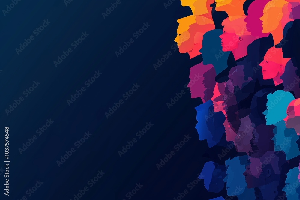 Colorful vector business concept with PROFILE / PEOPLE symbols on dark ...