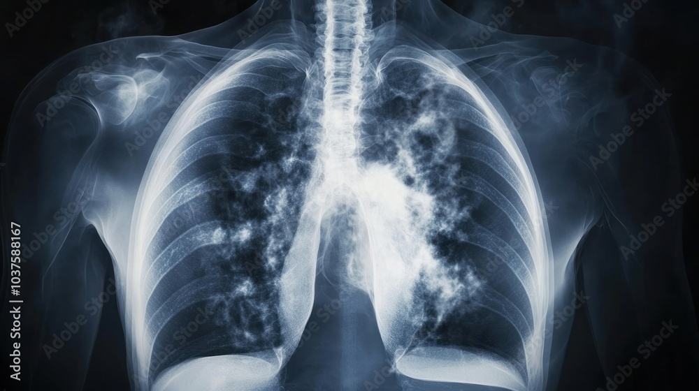 Chest X-ray Showing Lung Pathology Stock Illustration | Adobe Stock