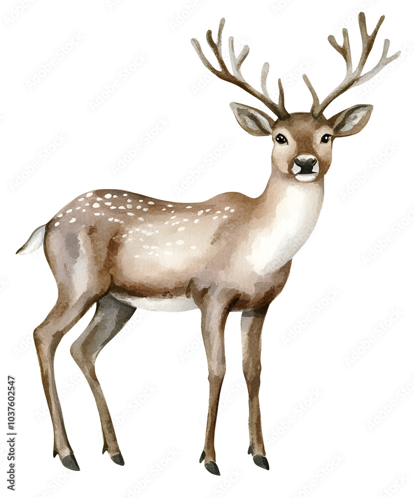 Deer Watercolor clipart isolated Stock Illustration | Adobe Stock