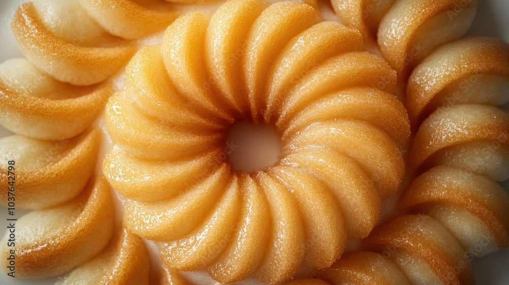 Golden Loukoumades Delicacy in Circular Arrangement with Top-Down View ...