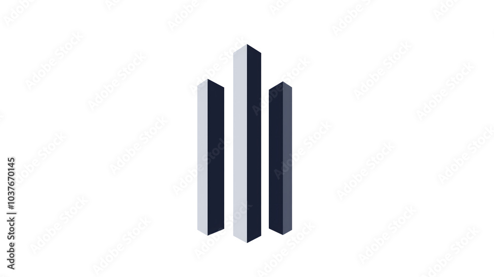 minimalist skyscraper icon made of three vertical lines on a white ...