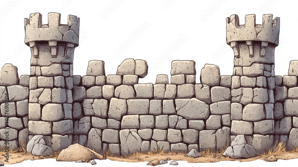 Stock-Illustration „Seamless 2D cartoon illustration of a medieval ...