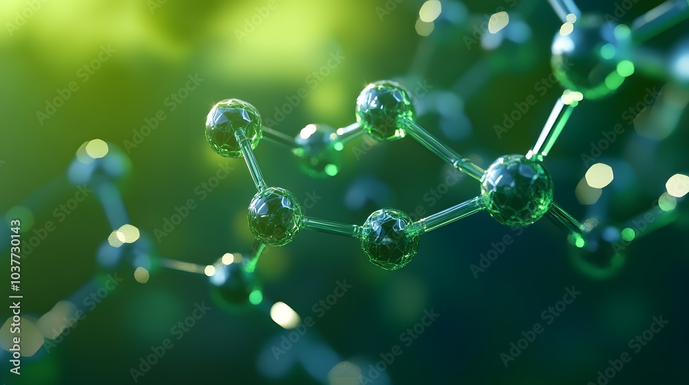 Graphene Molecular Nano Technology Structure On A Green Background 3d Rendering Stock