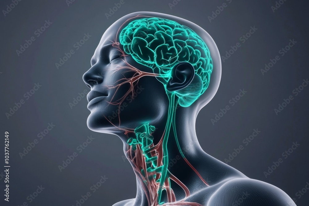 Lymphatic system, depicted in a highly detailed 3D-rendered ...
