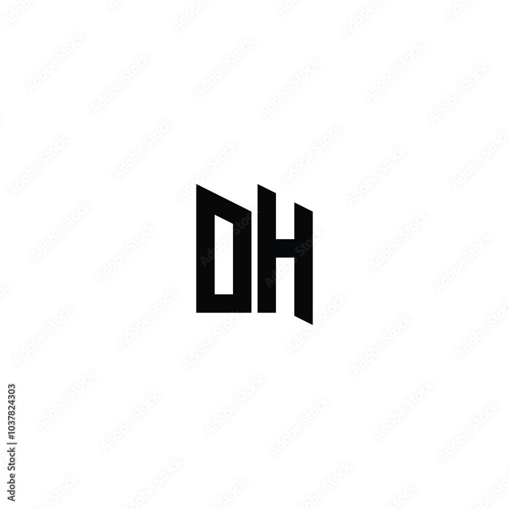 DH monogram logo design letter text name symbol monochrome logotype ...