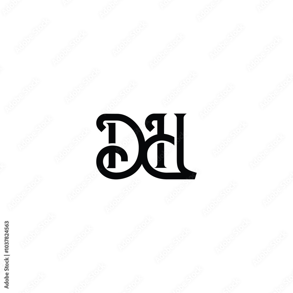 DH monogram logo design letter text name symbol monochrome logotype ...
