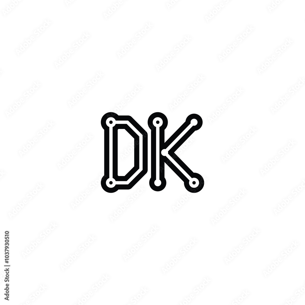DK monogram logo design letter text name symbol monochrome logotype ...