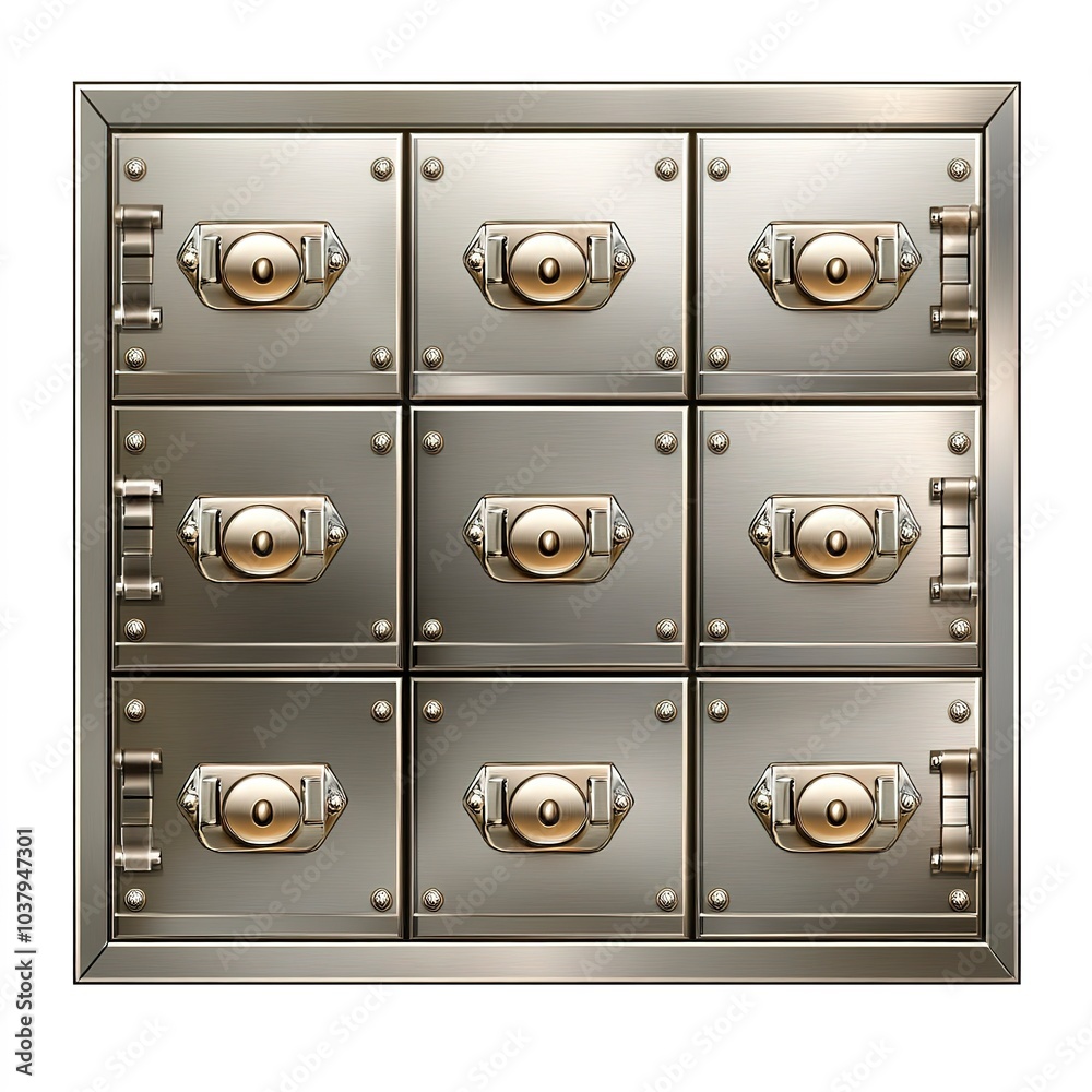 Bank safe deposit boxes clipart, security element, metallic finish ...