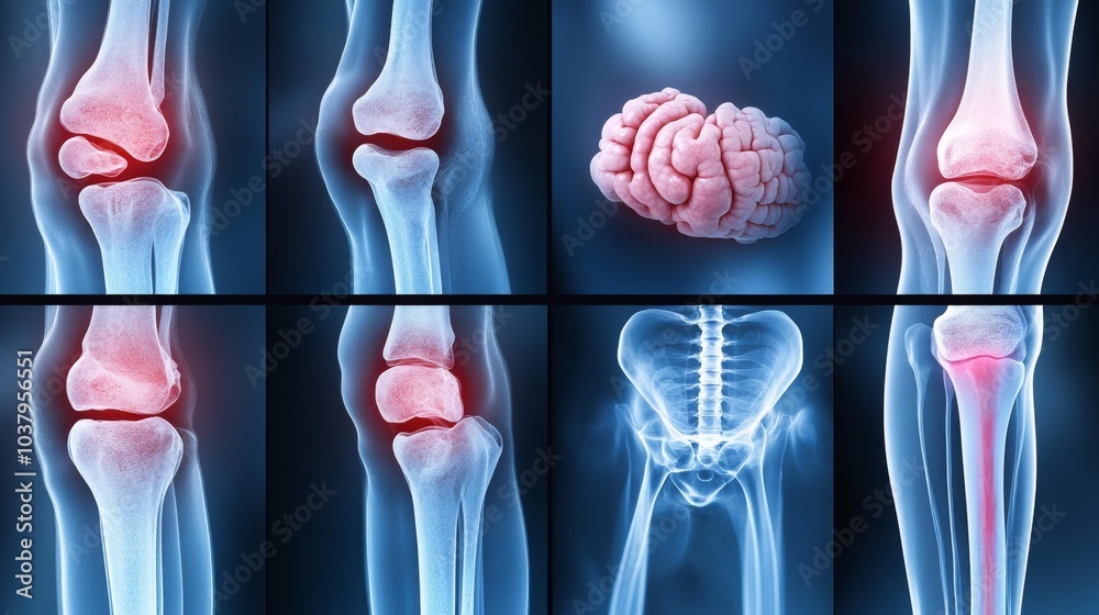 X-ray Images of Joints Highlighting Painful Areas Medical Illustration ...