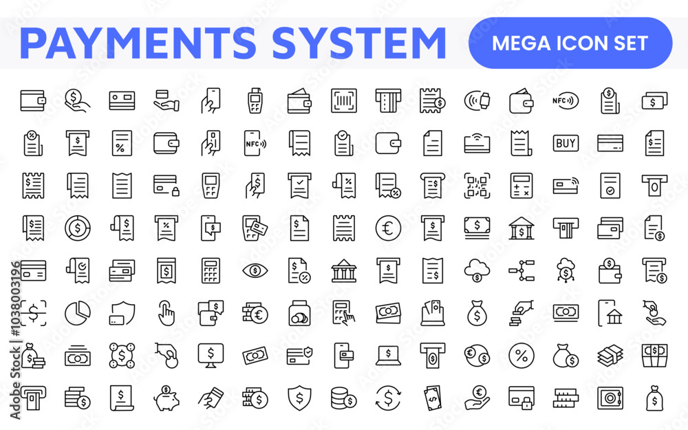Digital Payments Icon Set. Sleek and modern icons for e-commerce ...