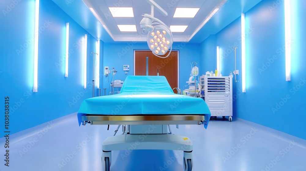 Modern operating room with surgical table and advanced medical ...