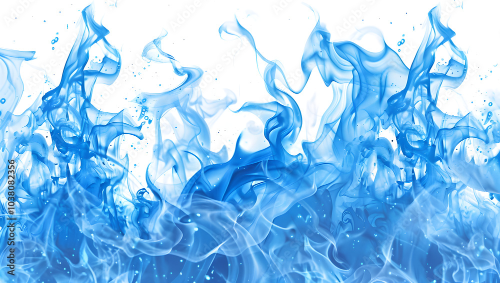 Blue flames on a white background, close-up. Blue fire, blue flame ...