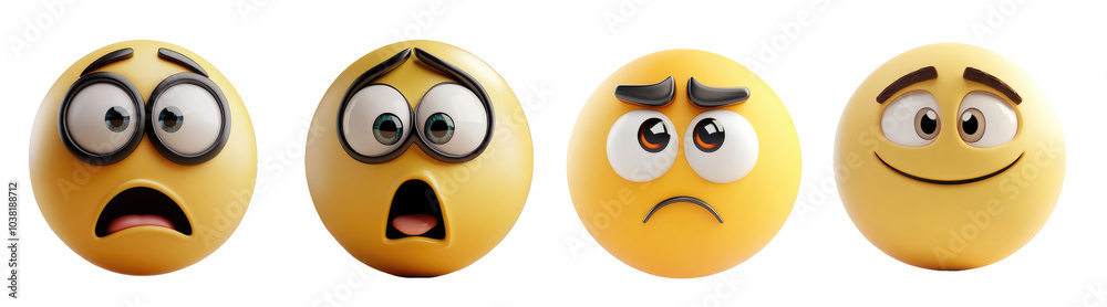 A vibrant collection of emoji faces captures a spectrum of emotions ...