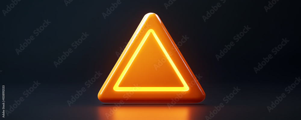 Detailed tiny warning icon, front view, Blender, soft light and shadows ...