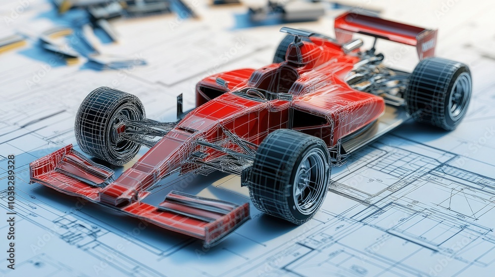 formula 1 car on blueprints Stock Photo | Adobe Stock