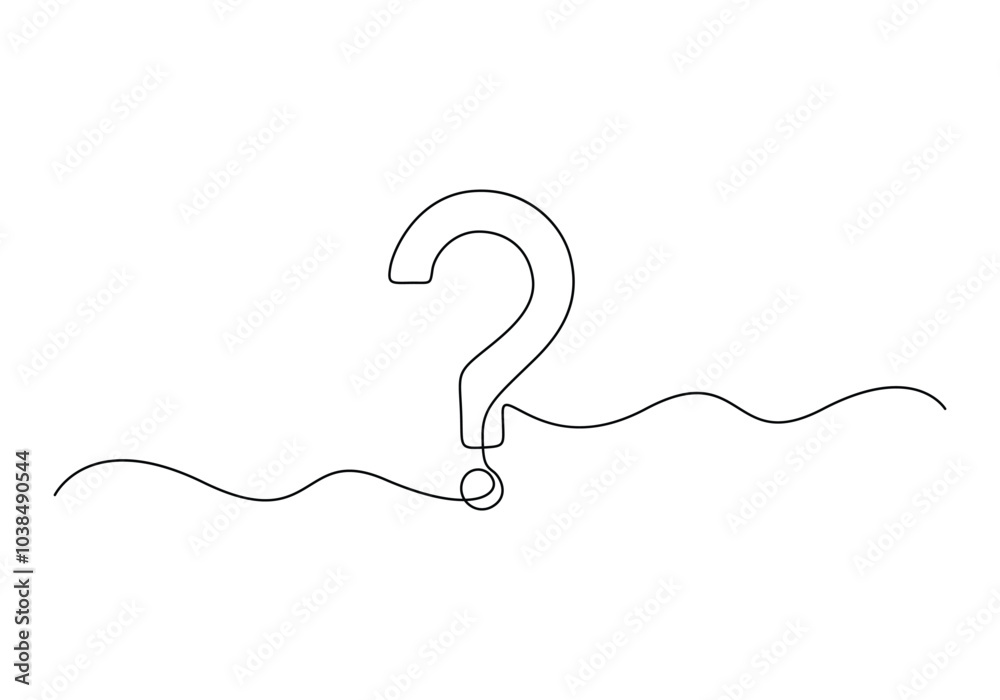 Question mark linear background. Continuous one line drawing of ...