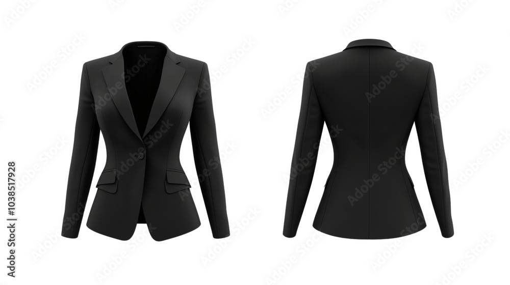 strapless blazer mockup template, front and back view, a sharp and ...