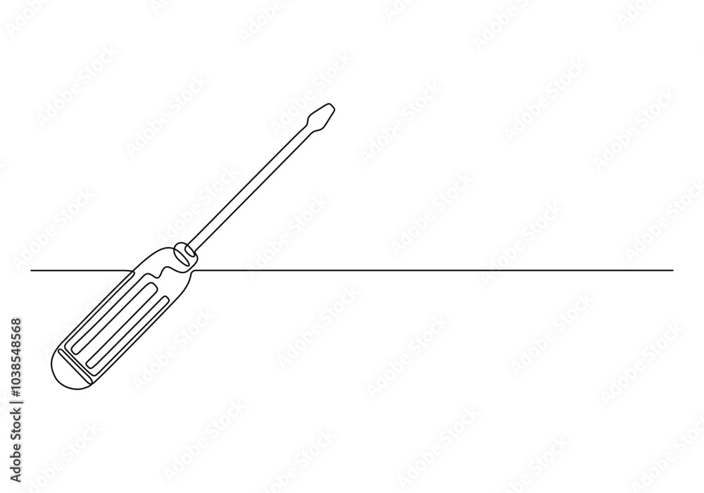 Vector continuous one editable line drawing of screwdriver. Single line ...