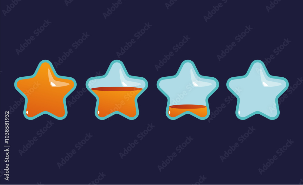 Game star user bonus ui animation interface isolated set. Vector flat ...