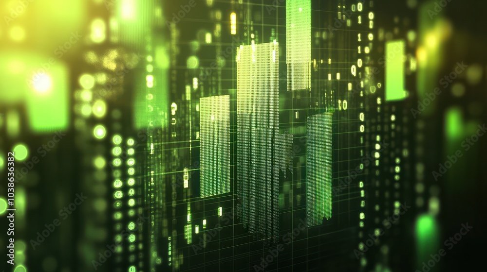 Green stock market graph showing growth on a grid background Stock ...
