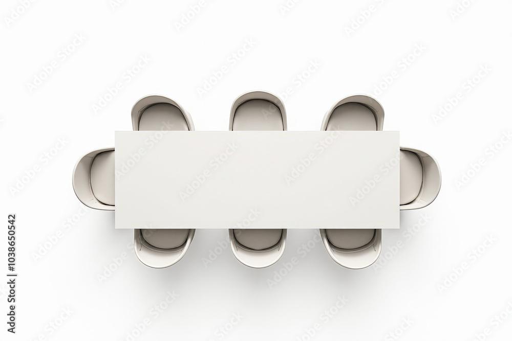 dining office table with chairs top view on a white background isolated ...