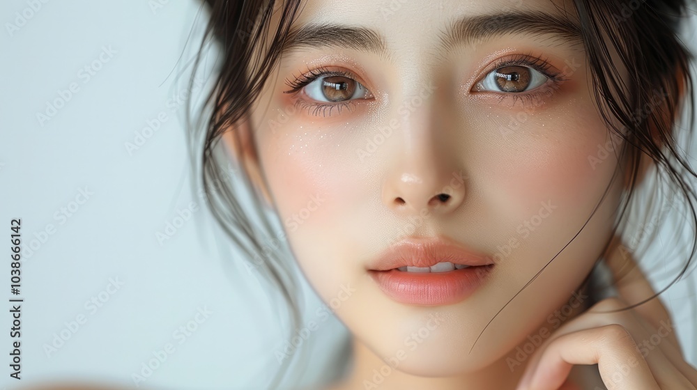 The most beautiful Japanese woman with clean, fresh skin, using her ...