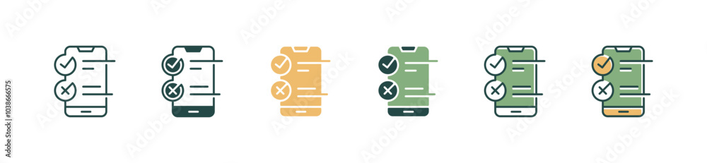 simple mobile multiple choice checklist icon set evaluation exam ...