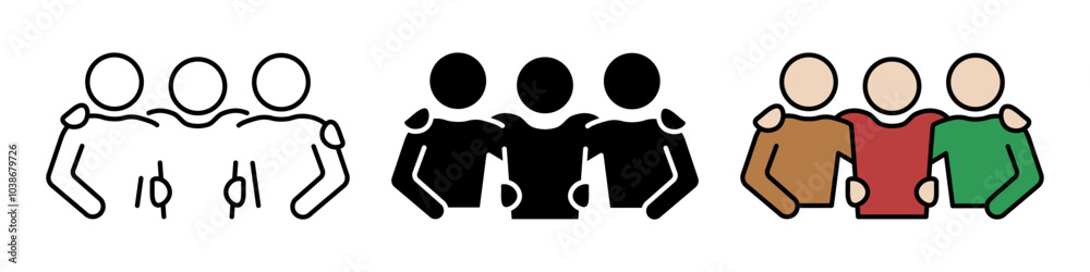 Vector de Stock Three friends icon set. Friendship symbol. 3 friends ...